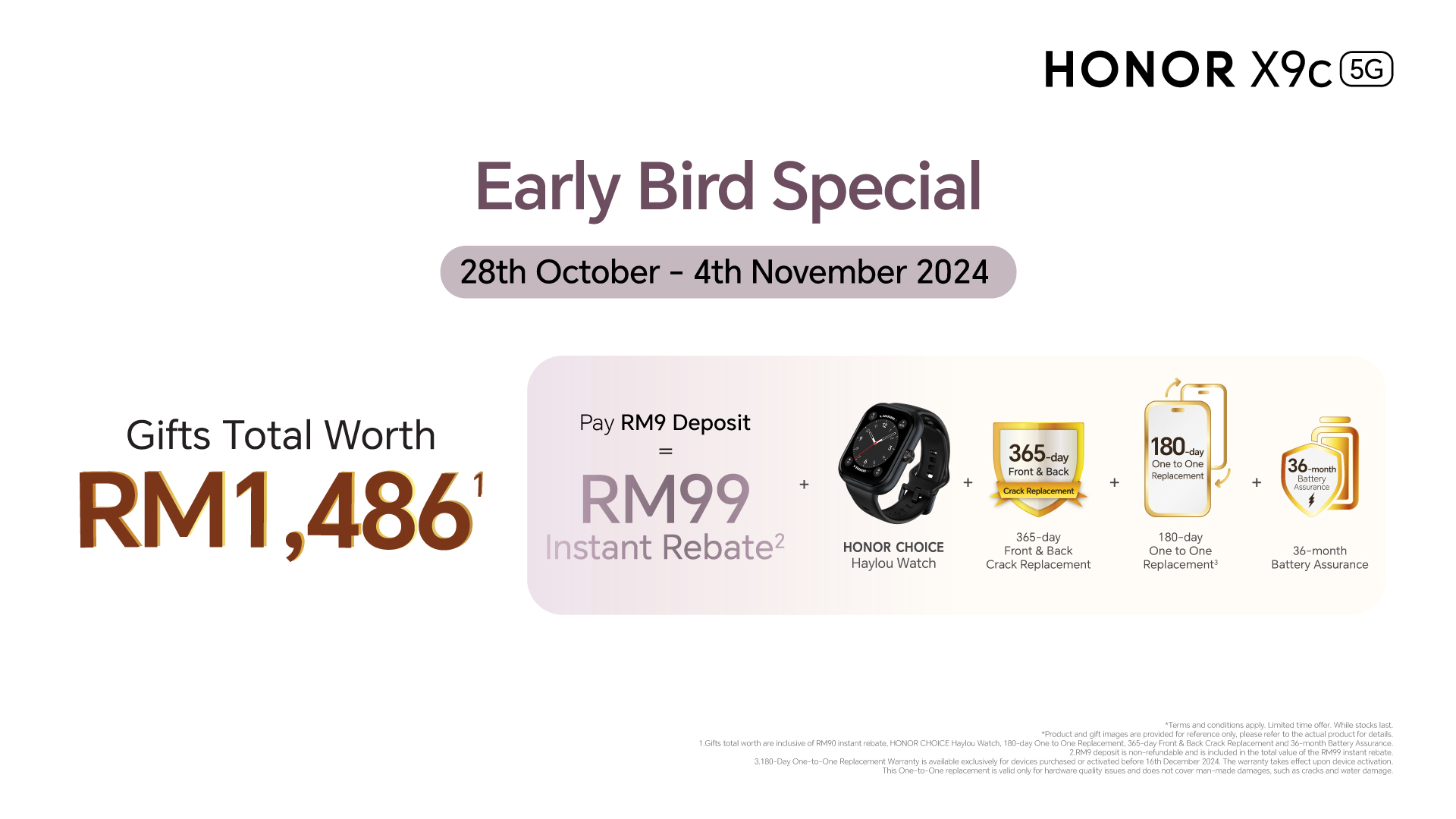 HONOR X9c 5G 早鸟优惠 RM1,486豪礼免费送！ - Mdroid